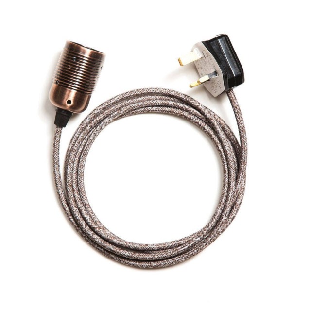 Vintage Fabric Flex Cable Plug in Pendant Lamp Light With Antique ...