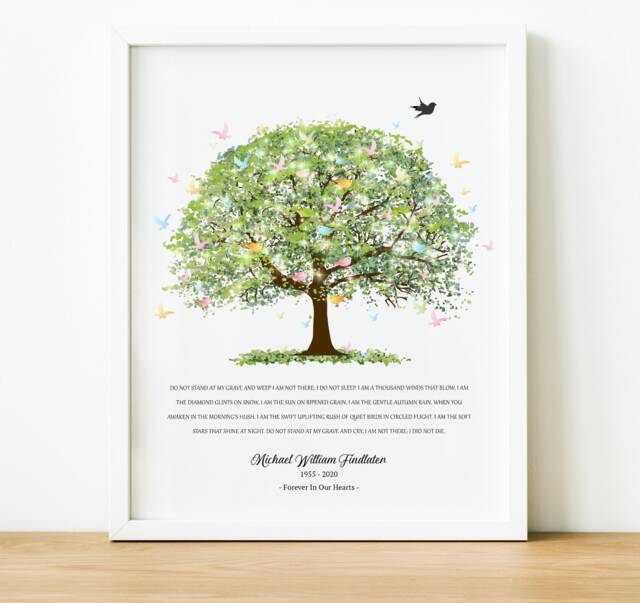 Custom Poem Print Bereavement Gift, Personalised Tree Of Life Wall Art ...