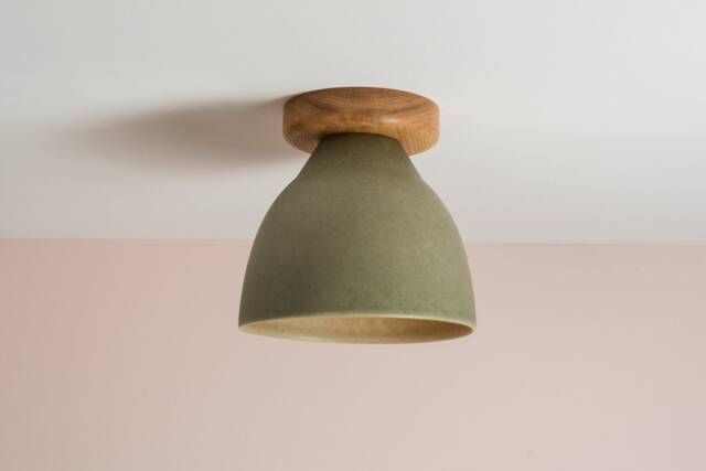 Green Element Flush Mount Ceiling Light in Ceramic & Oak by Etsy ...