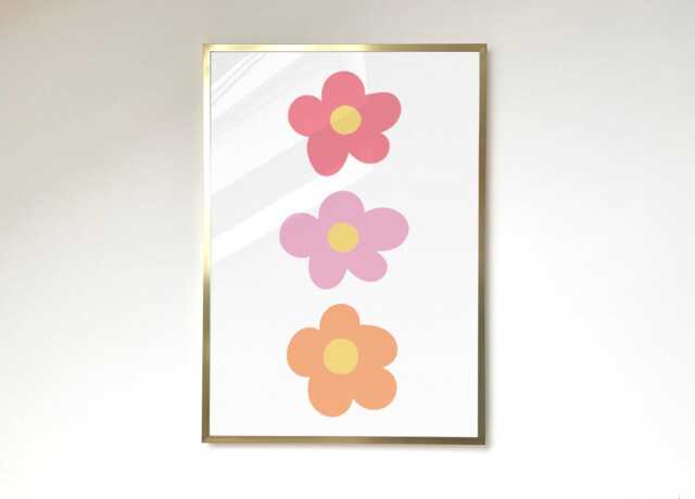 Daisy Abstract Art Print Sunset Colourful Botanical Floral Retro ...