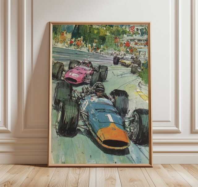 Vintage Formula One Racing Art Print, Classic Car Poster, Motorsport ...