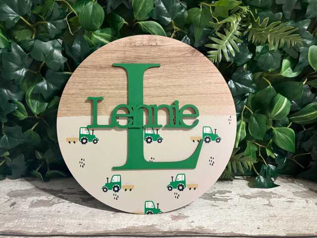 Personalised Wooden Tractor Circle Name Plaque by Etsy | ufurnish.com