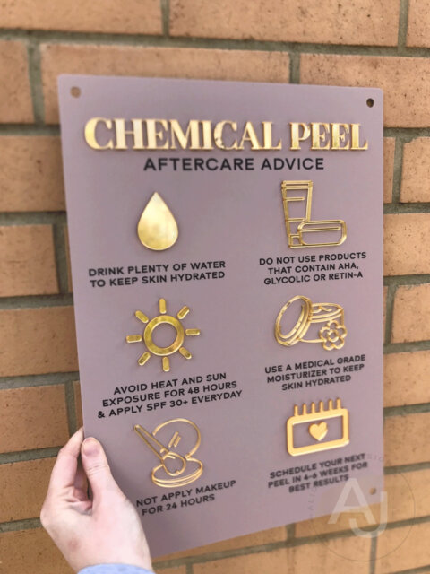 Chemical Peel Aftercare Advice Acrylic A3 Wall Sign - Beauty Business ...