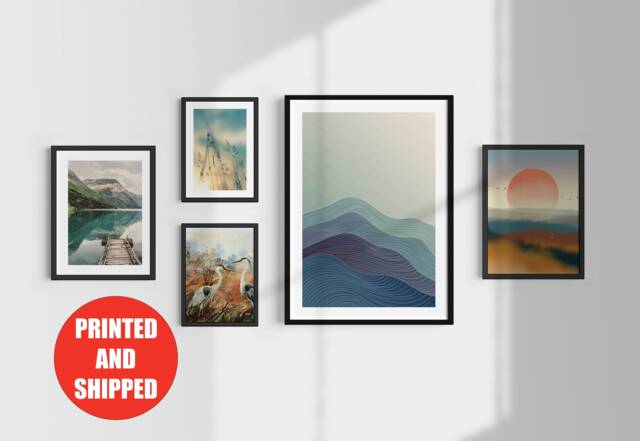 Poster Set Nature, Set Of 5 Prints, Minimalist Print, Wall Decor, Lake ...
