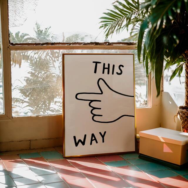This Way - Pointing Left Unframed Print - Hand Pointing Finger Poster ...