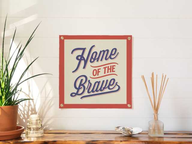 Home Of The Brave Felt Poster Banner - Patriotic Vintage Style Banner ...
