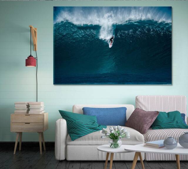 Surfer Canvas Art Print Home Wall Decor, Giant Wave Print, Ocean Prints ...