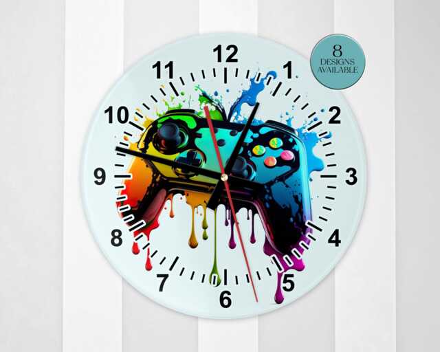 Glass Gaming Wall Clock - Modern Gamer Room D??cor, Video Game Art ...