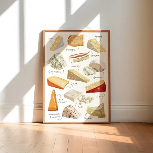 Cheese Art Print/Kitchen Aesthetic Wall Hand Painted Gift Decor by Etsy ...