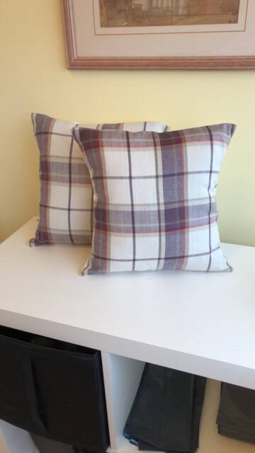 One Handmade Reversible Cushion in Laura Ashley Highland Check Grape by ...