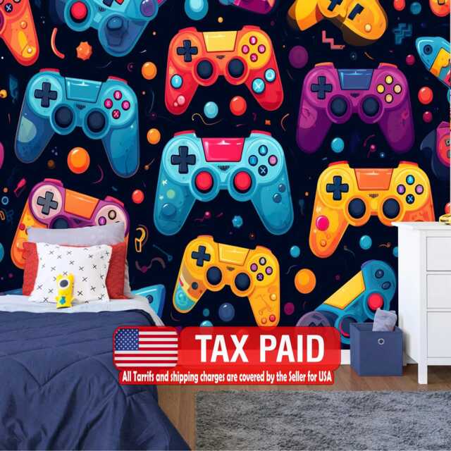 Wallpaper, Gaming Room Art, Game Controller Decal, Peel & Stick Wall ...