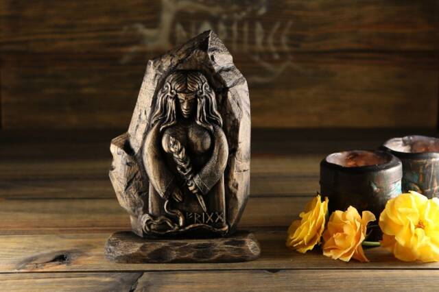 Handmade Frigg Goddess Statue Wood Carving Norse Altar Decor by Etsy ...