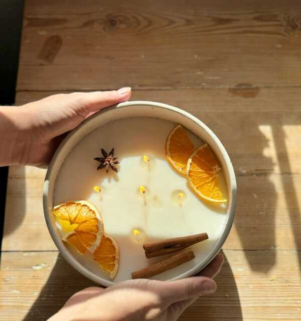 Extra Large Beeswax Candle Handmade Concrete Bowl With Feet by Etsy ...