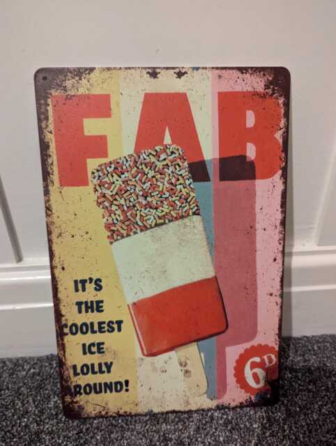 Fab Ice Lolly Metal Sign 20x30cm - A4 Man Cave Plaque Wall Art Gift by ...