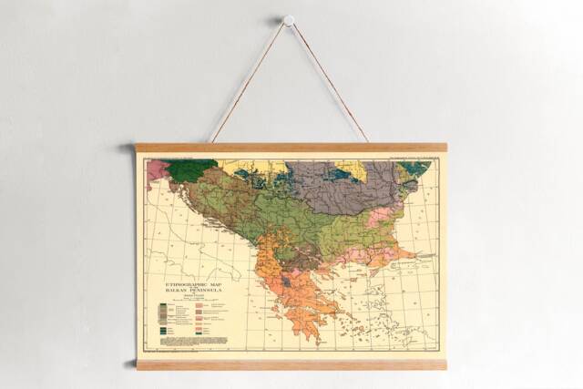 Framed Canvas Map Of Balkans- Wall Art Prints- Art- Ready To Hang ...
