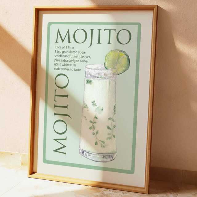 Mojito Cocktail Recipe Print, Bar Cart Art Wall Decor by Etsy ...