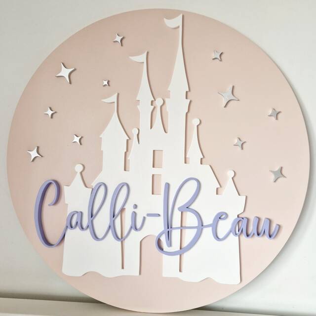 Custom Personalised Large Princess Castle Name Sign, 3D Wood Name Sign ...