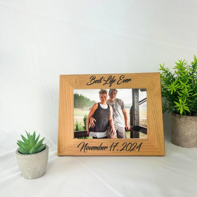 Picture Frame, Personalized Wedding Gift, Rustic Custom Engraved Frame ...
