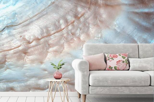 Pearl Texture Vinyl Wallpaper Modern Seashell Wall Mural With Sparkles ...