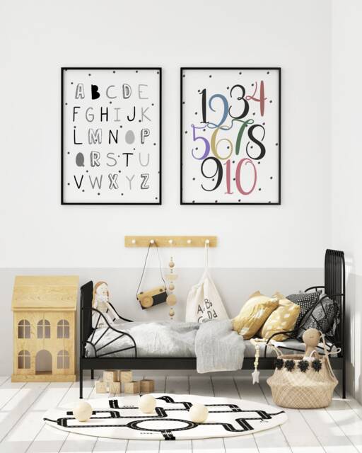 Alphabet & Numbers Print Duo Nursery Wall Art by Etsy | ufurnish.com
