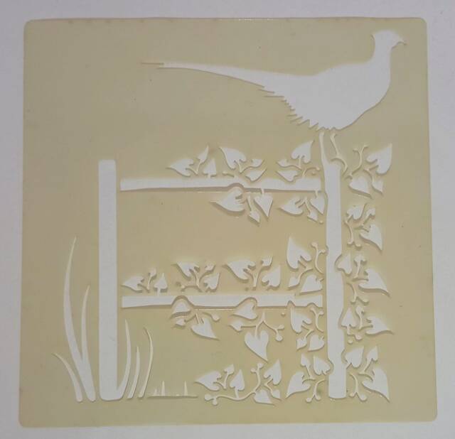 Pheasant On Gate Of Heart Leaves Wall/Card Making Decor Stencil A5 ...