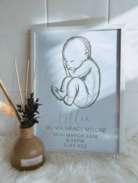Personalised Baby Birth Details Print - A4 Birth Poster, Baby Name Wall ...