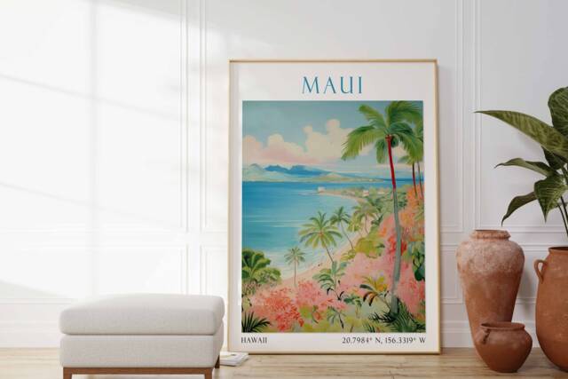 Hawaii Kauai Travel Poster, Maui Poster Print, Wall Art, Islands ...