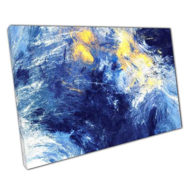 Abstract Dark Cloudy Night Sky Canvas Art Print Textured Brushstroke ...