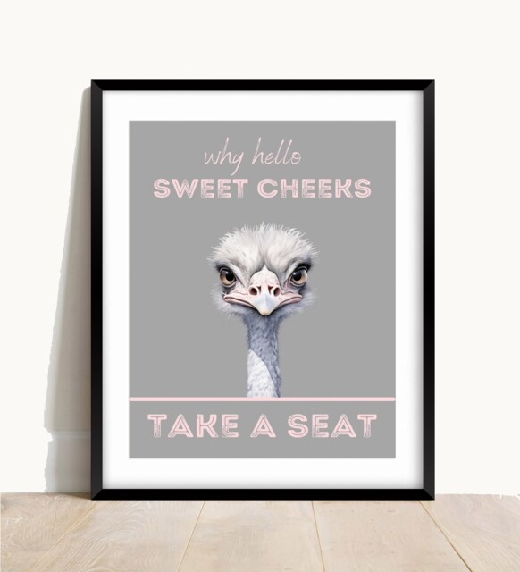 Hello Sweet Cheeks Print, Take A Seat Poster, Bathroom Wall Art ...