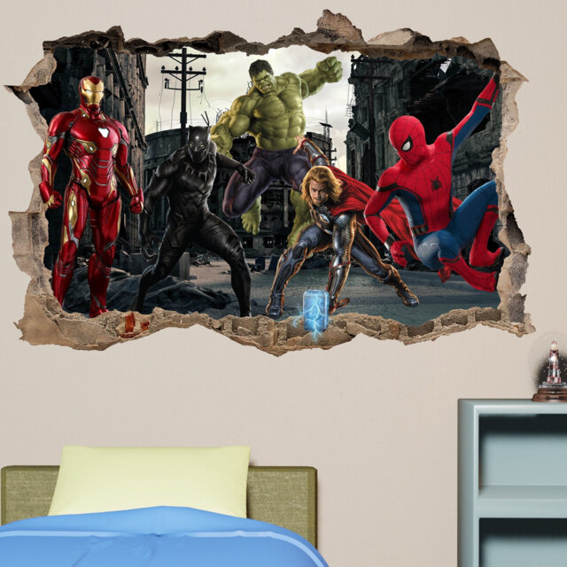 Superheroes Avengers Thor Spiderman Hulk Ironman Wall Sticker Decal ...