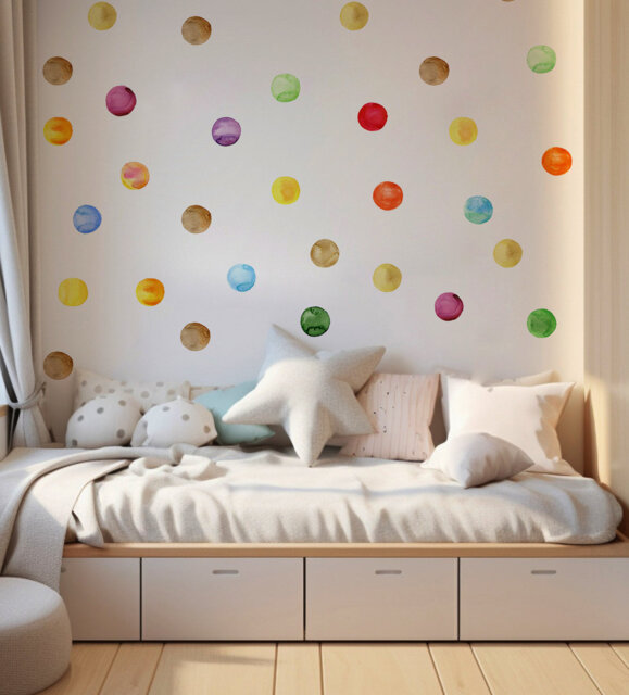 Watercolor Dots Wall Stickers, Kids Wall Art, Irregular-Shaped Dots ...