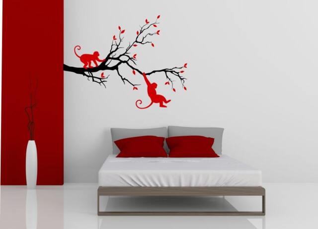 Monkey, Tree, Branch, Leaves. Nature Vinyl Wall Art Decal Sticker. Any ...