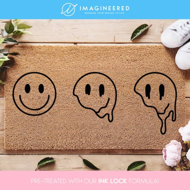 Happy Welcome Smiley Face Doormat For A Bright Entryway, Sunshine On ...