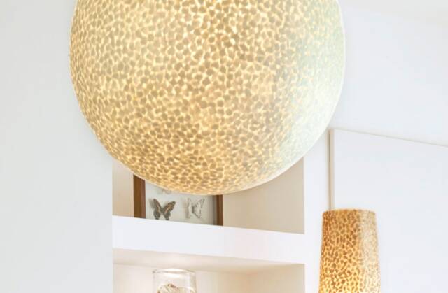 stunning Mother Of Pearl Ceiling Shade Pendant Elara Sphere Lights ...