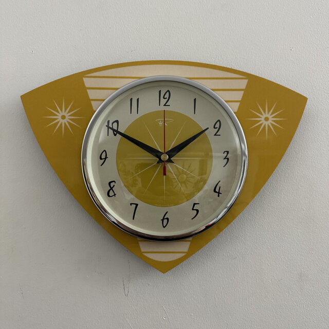 Midcentury Starburst Wall Clock Honey Dew Yellow Atomic Style by Etsy ...
