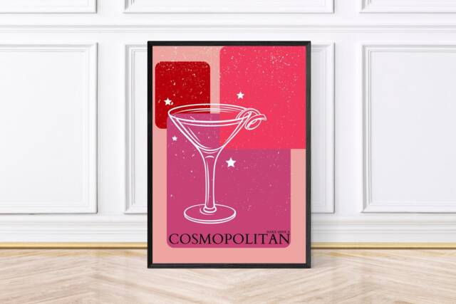 Cosmopolitan Print, Cocktail Prints, Retro Kitchen Framed Downloadable ...
