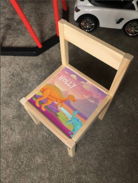 Personalised Children's Ikea Latt Wooden Chair Printed Dinosaur Pink ...