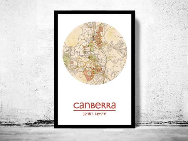 Canberra City Map Art Print Modern Home Decor by Etsy | ufurnish.com