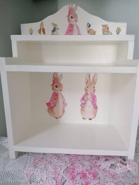 Wooden Bookcase Shelf Storage Unit Freestanding Beatrix Potter Flopsy ...