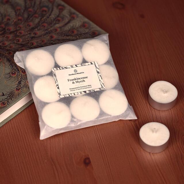 9 4Hr+ Frankincense & Myrrh Long Lasting Tea Lights, Vegan Tea Lights ...
