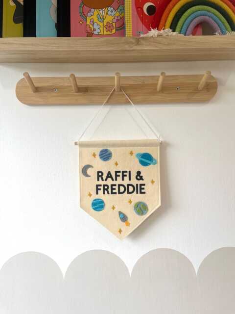 Space Theme Name Fabric Banner - Personalised Nursery Wall Decor Kids ...
