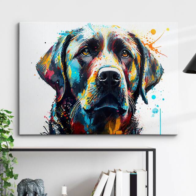 Labrador Colorful Dog Pet Abstract Modern Painting Splatter Wall Art ...