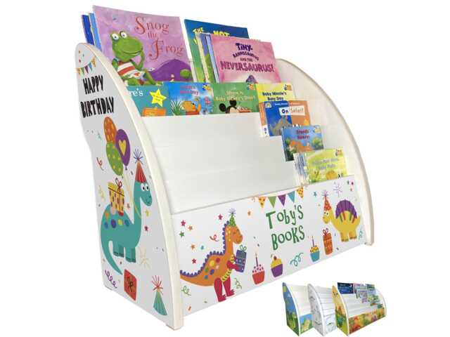 Personalised Dinosaur Bookcase Front-Facing Kids Bookshelf, Handmade in ...