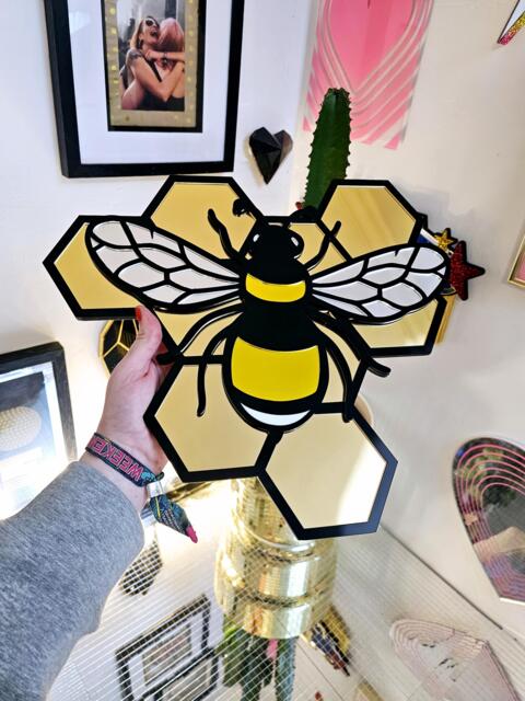 Handmade Bee & Honeycomb Mirror - Bumble Beehive Hive Dopamine Decor ...