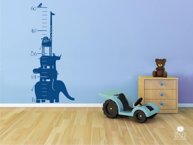 Nursery Growth Chart Wall Decal Safari Animal Stack - Vinyl Stickers ...