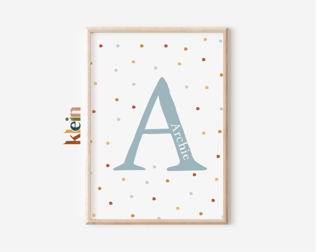 Blue Monogram Print, Custom Initial Wall Art, Boy's Room Decor by Etsy ...