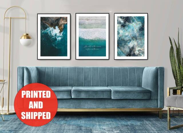 Poster Set Sea, Of 3 Prints, Ocean Art, Wall Decor, Sea Motive Abstract ...