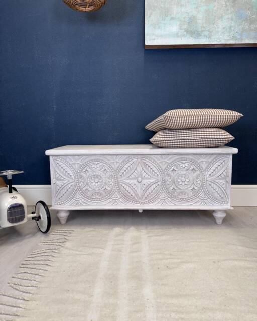 Ornately Carved Mango Wood Storage Box by Etsy | ufurnish.com