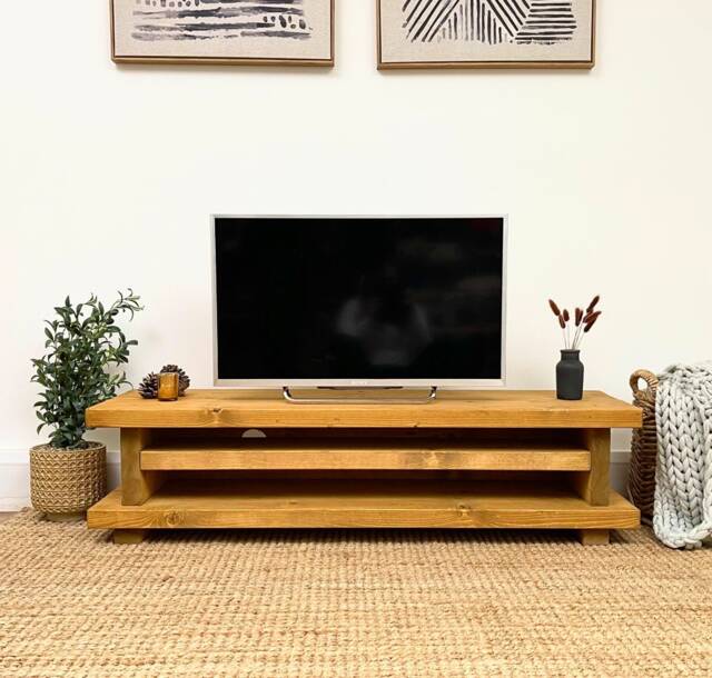 Solid Wood Rustic Handmade Pine Tv Unit, Custom Furniture, Finished in ...