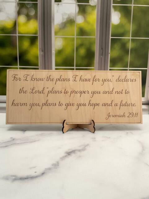 Laser Engraved Wood Sign With Jeremiah 2911 Bible Verse - Christian ...